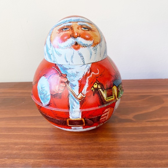 Vintage | Accents | Vintage Cheinco Roly Poly Santa Christmas Tin Decor ...